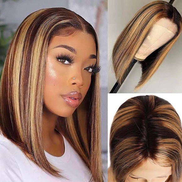 Accessories | Lace Front Brownblonde Highlights Straight Middle Part ...